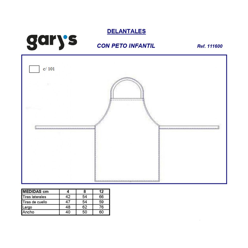 DELANTAL INFANTIL BLANCO | Uniformes Trimber