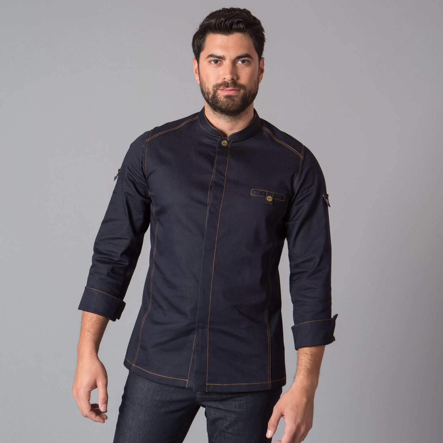 Chaquetilla de cocina vaquera hombre | Uniformes de cocina ...