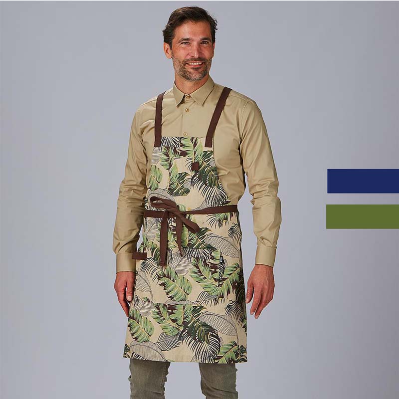 Delantal con peto hojas | TRIMBER UNIFORMES